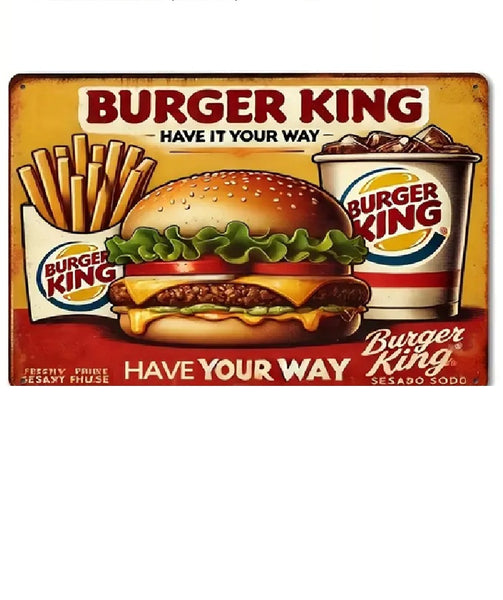 P55 Vintage Burger King Metal Sign – Economy Truck Seats Store