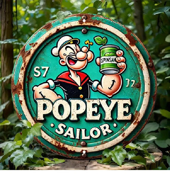 P74 Vintage Popeye The Sailor Man Metal Sign – Economy Truck Seats Store